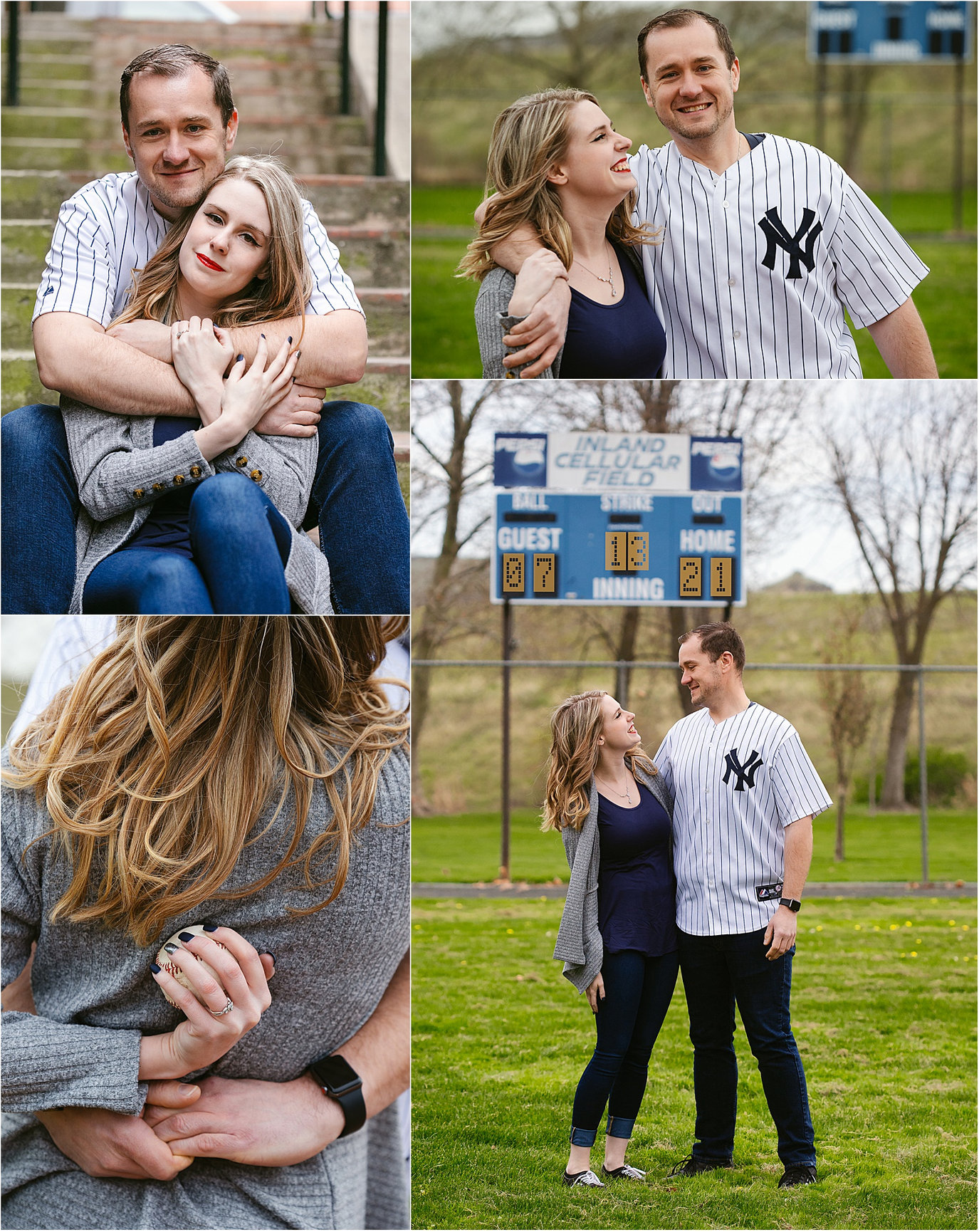 SPRING BASEBALL FIELD ENGAGEMENT PHOTOS - Lens and Light Photography