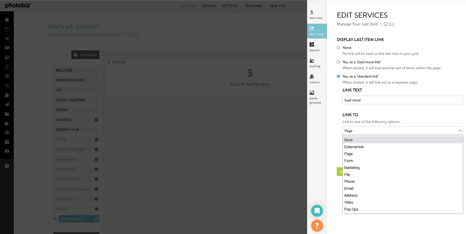 How To Use Services Blocks - PhotoBiz Knowledge Base
