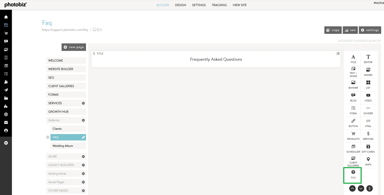 How to Effectively Use FAQ Blocks in PhotoBiz Website Builder