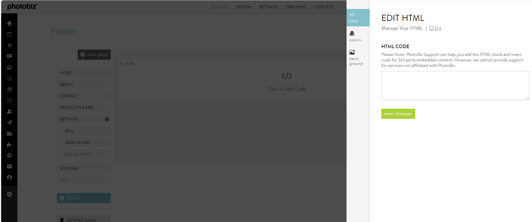 How To Use HTML Blocks In The Footer - PhotoBiz Knowledge Base