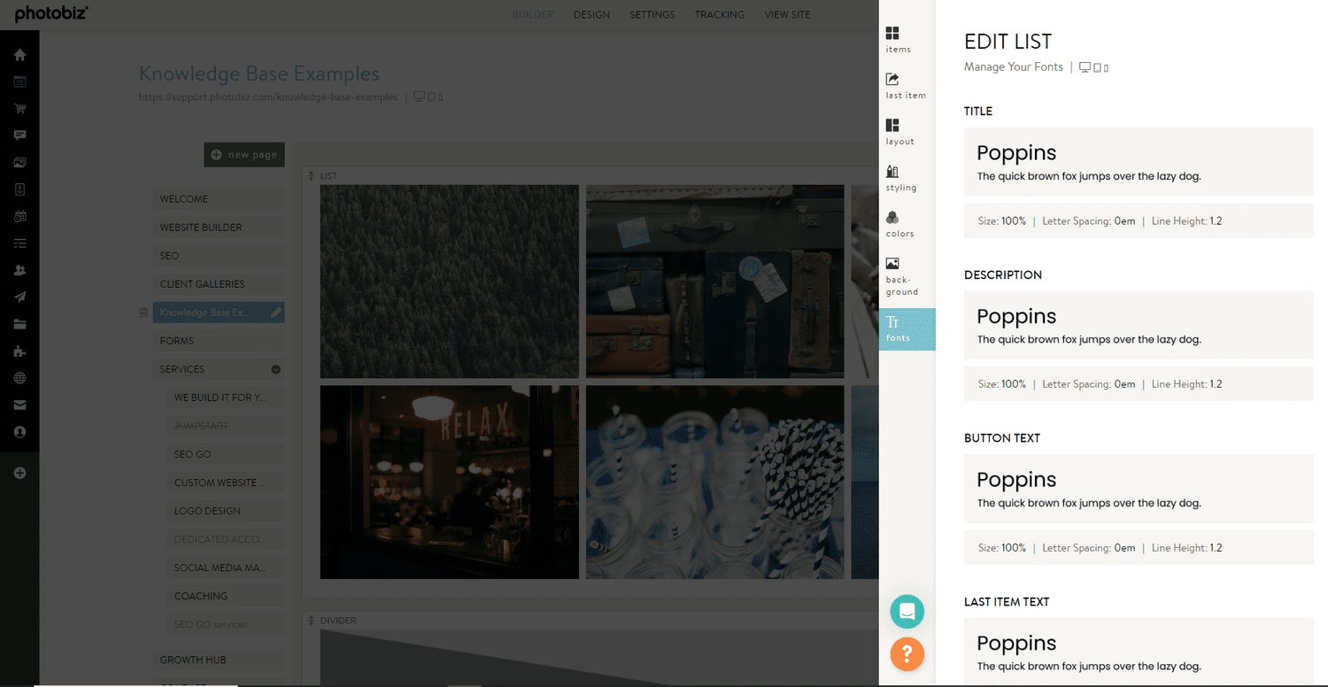 How To Use List Blocks - PhotoBiz Knowledge Base