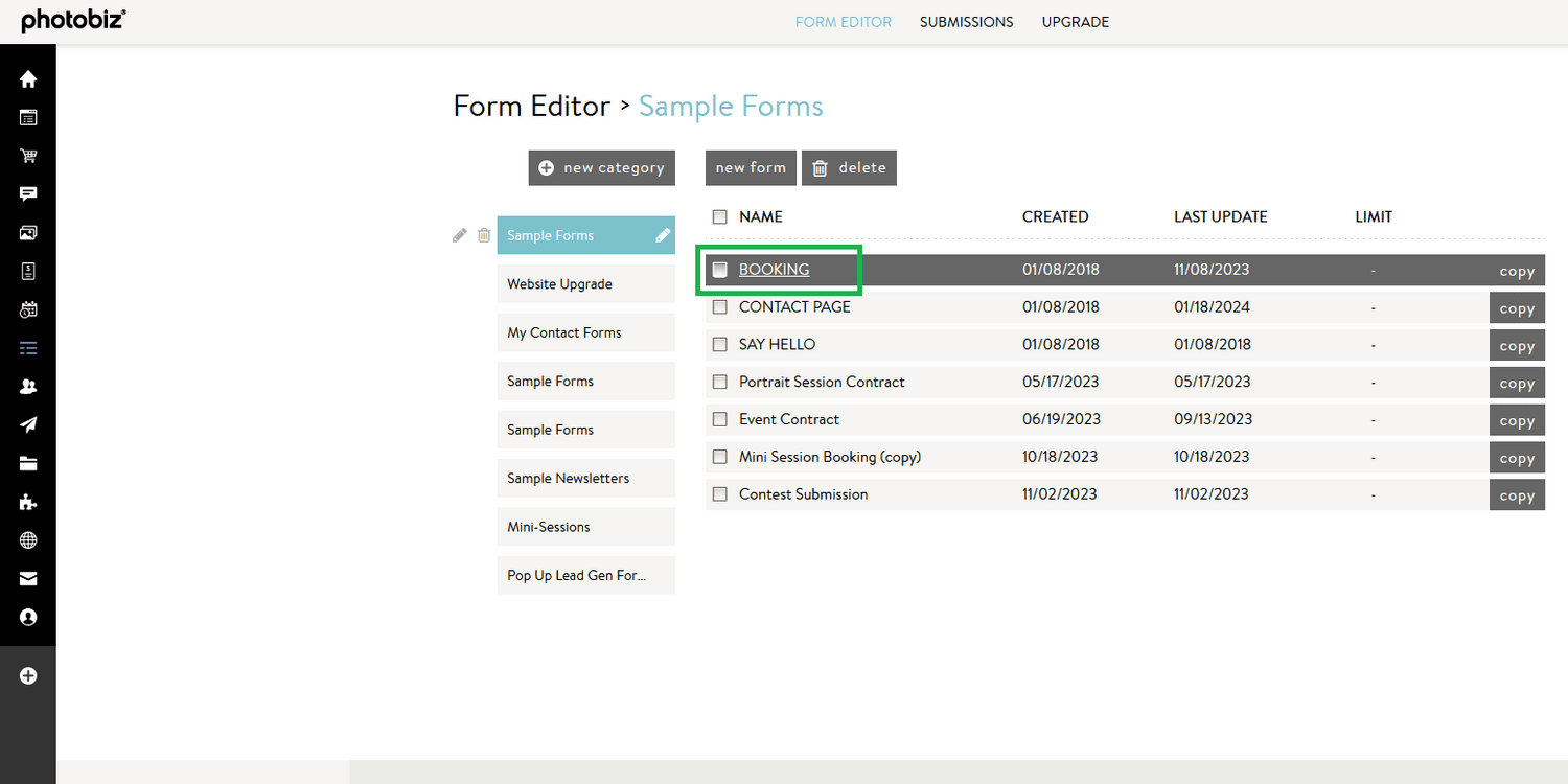 How Do I Edit My Custom Form Settings? - PhotoBiz Knowledge Base