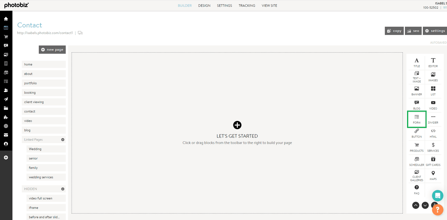 How To Use Form Blocks - PhotoBiz Knowledge Base