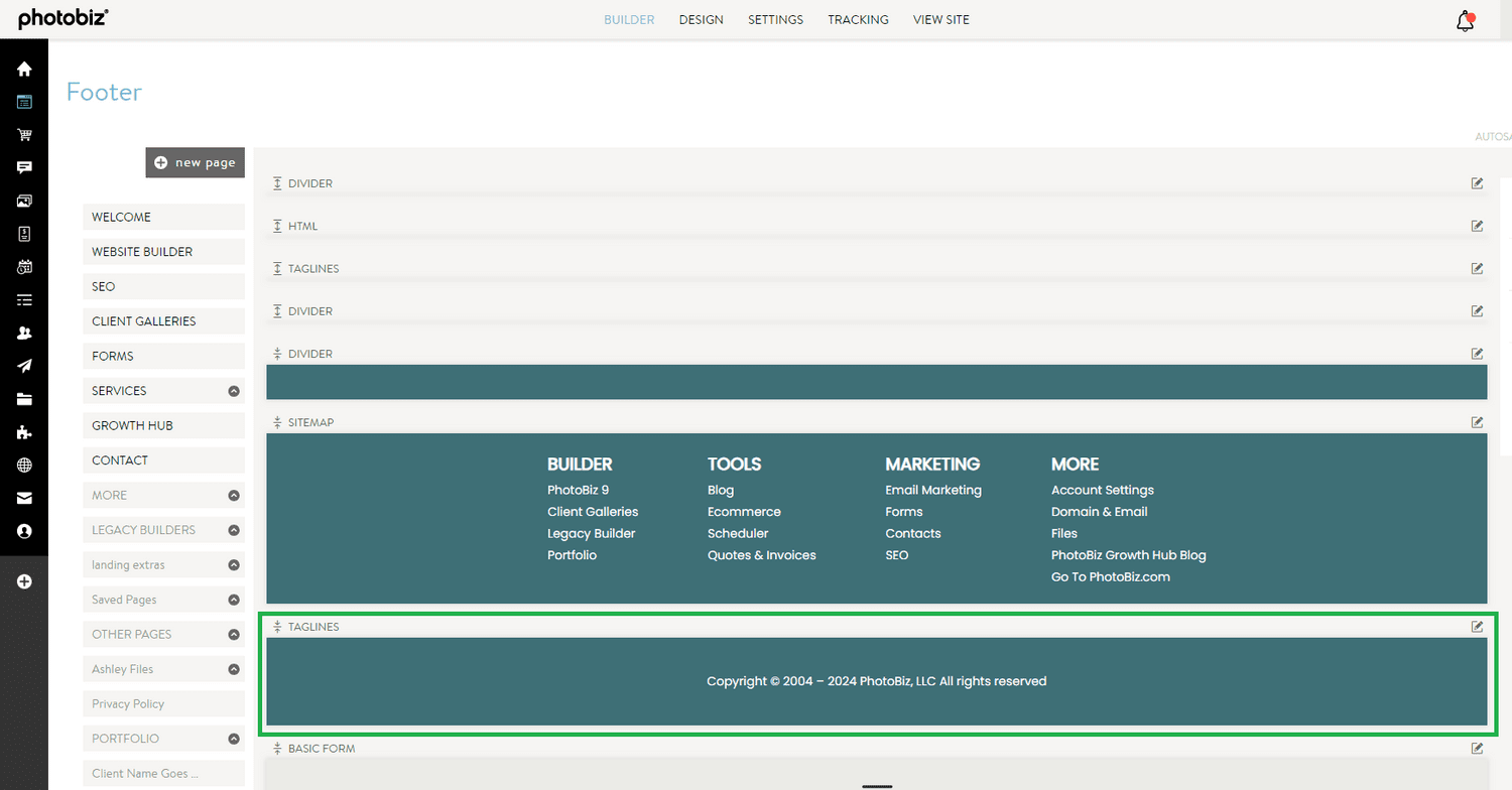 How To Update The Year In My Website Footer - PhotoBiz Knowledge Base