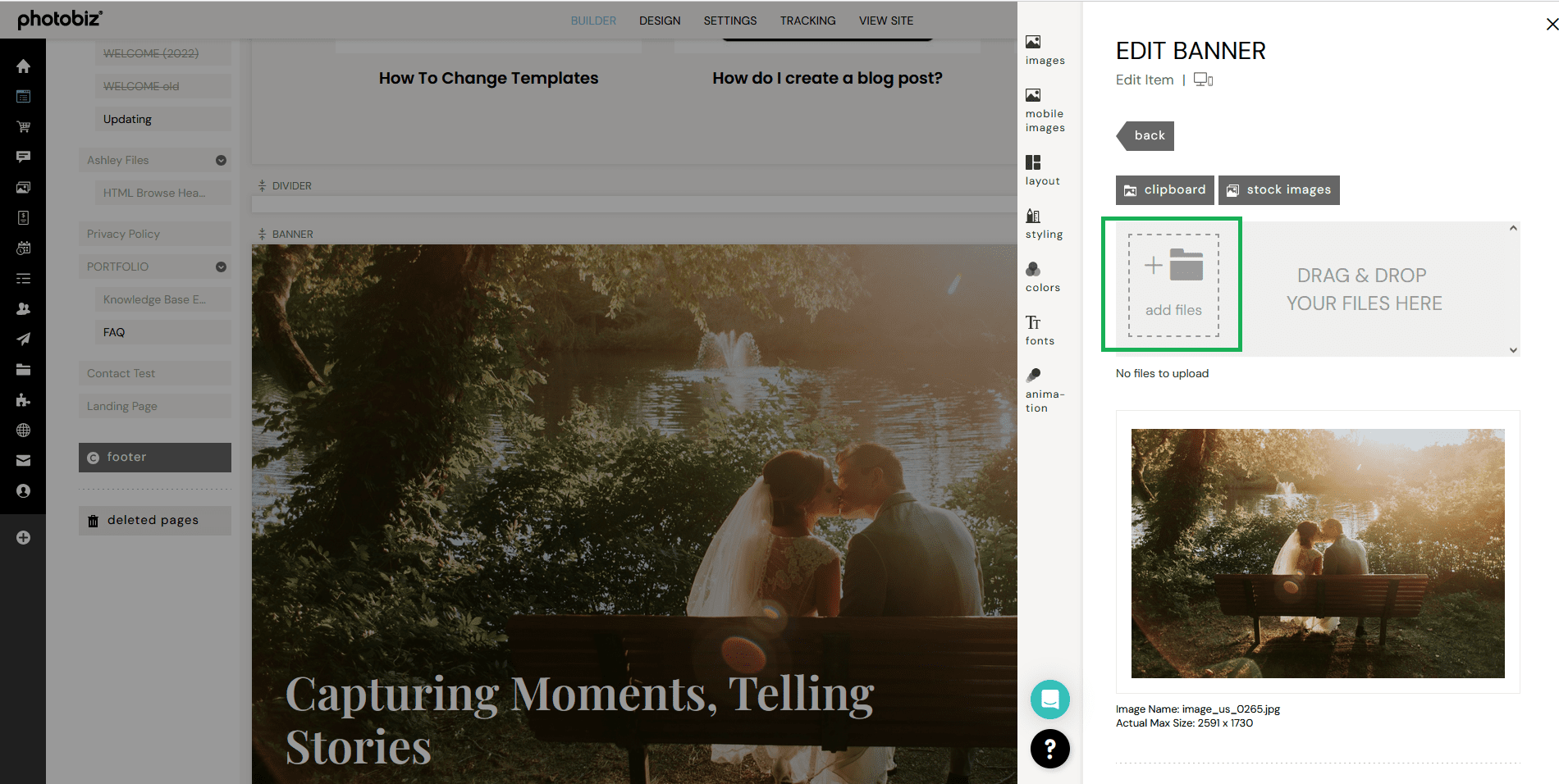 How to Use Banner Blocks for PhotoBiz Website Builder
