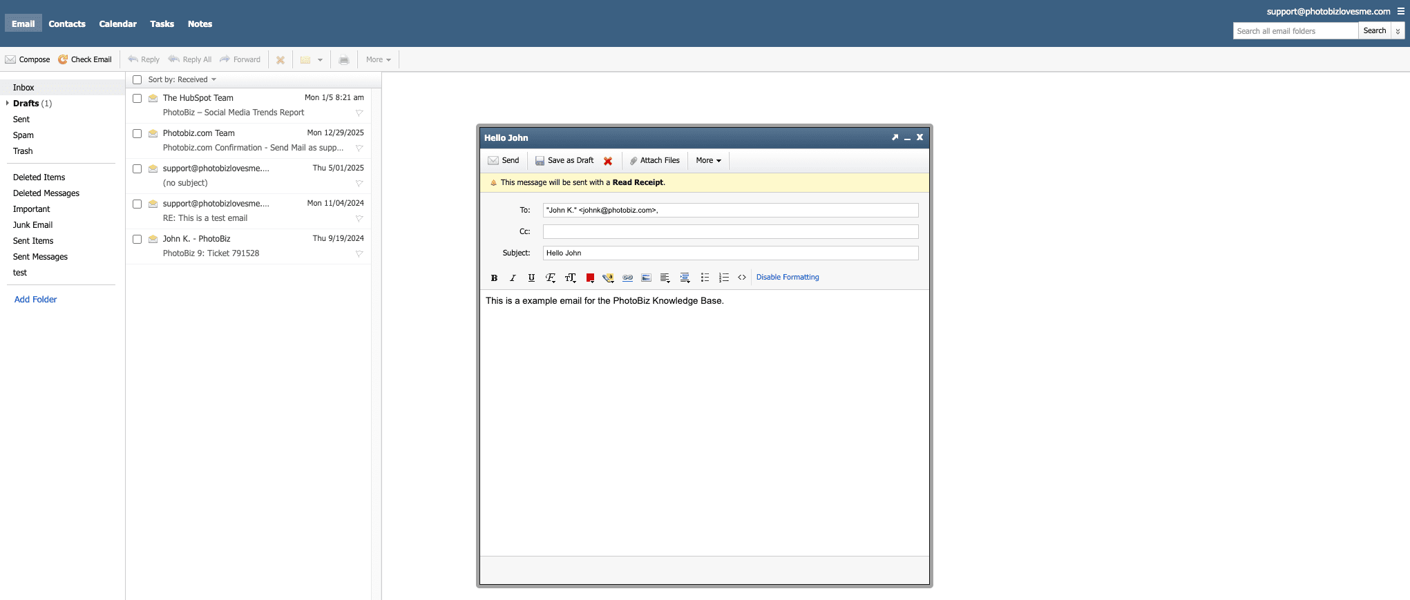 How To Request A Read Receipt with Mailbox - PhotoBiz Knowledge Base
