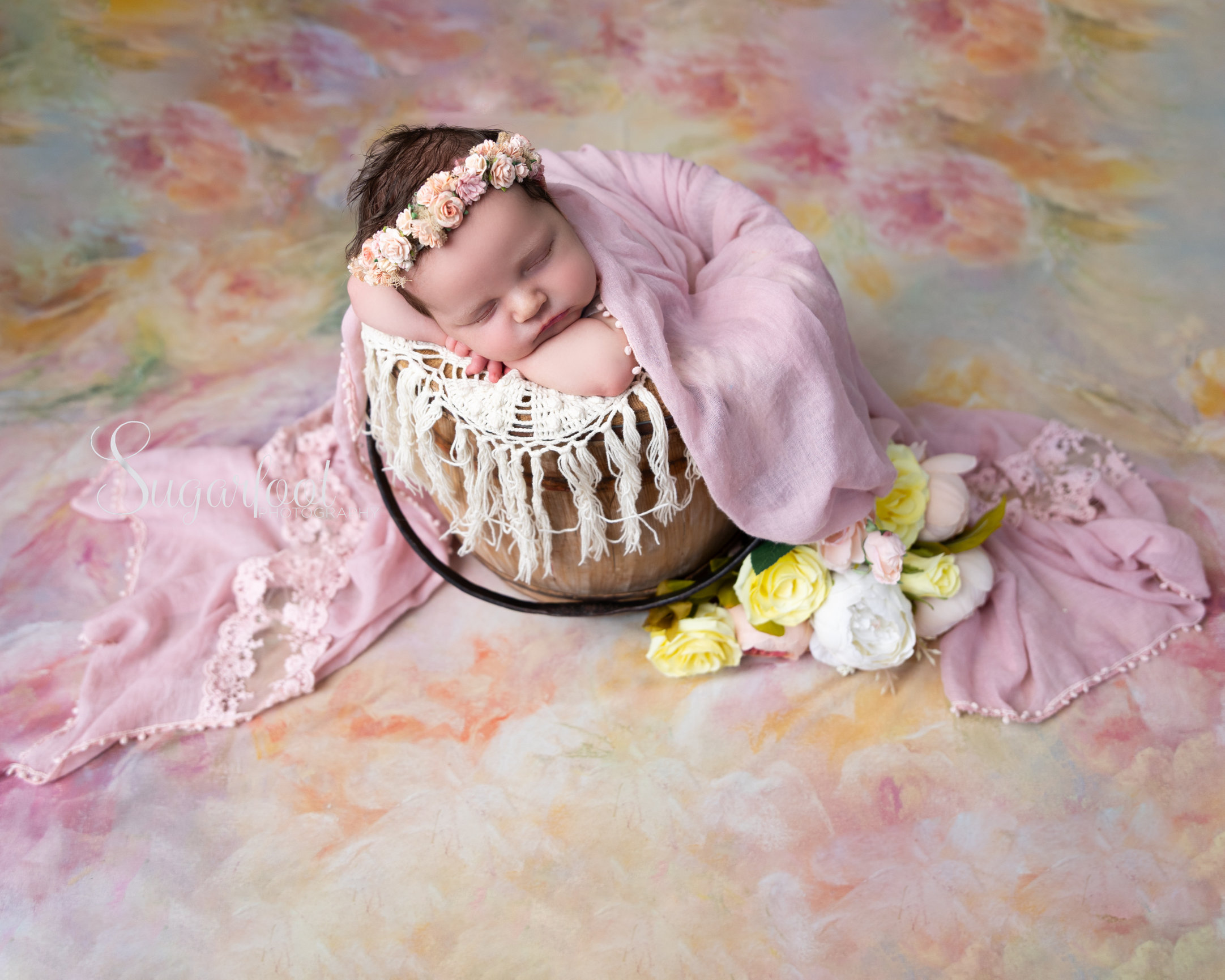 Neutral Tones with Pops of Color for a Baby Girl Newborn Session in ...